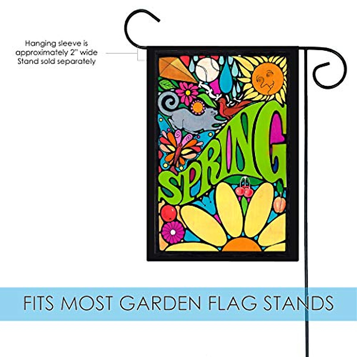 Toland Home Garden 1112150 Groovy Spring Spring Flag 12x18 Inch Double Sided Spring Garden Flag for Outdoor House Flag Yard Decoration