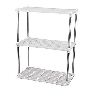 YARNOW 3- Tier Storage Shelf Plastic Shelving Unit Free Standing Rack Organizer Tool Holder Plant Stand for Kitchen Bathroom Laundry Narrow Places Shoe White