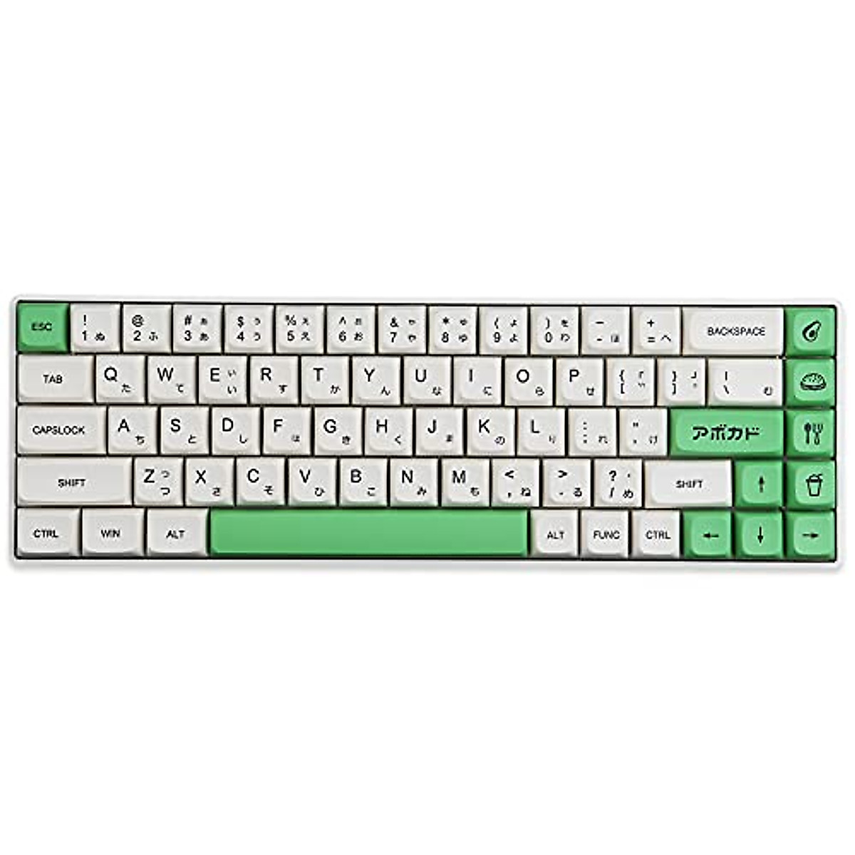 TsungUP Keycaps, 137 Keycaps PBT Keycaps Dye-Sublimation Japanese Keycaps XDA Profile For Mechanical Gaming Keyboard 61/64/68/74/84/87/96/980/104/108 (Avocado and Milk)