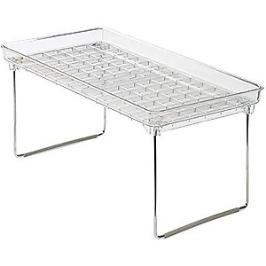 madesmart Clear Stacking Shelf - Medium | CABINET COLLECTION | Organizer for Cabinet or Counter | Collapsible Legs for Storage | Non-slip Rubber Feet |
