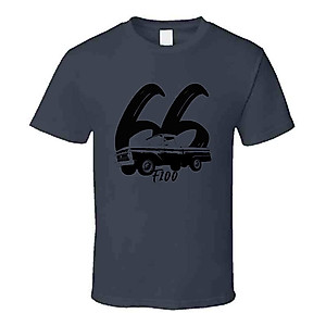1966 F100 Pickup Truck Three Quarter View with Year and Model Name Light Color T Shirt 4XL Charcoal Grey