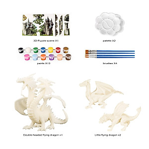 Dragon Toys DIY Painting Dragon Kit,Arts and Craft Set for Kids Age 8-12,Dragon Games Making Kit,Decorate and Drawing 3D Art Supplies Toys for Children Gifts Ideas for Girls 10-12(3 Dinosaurs)