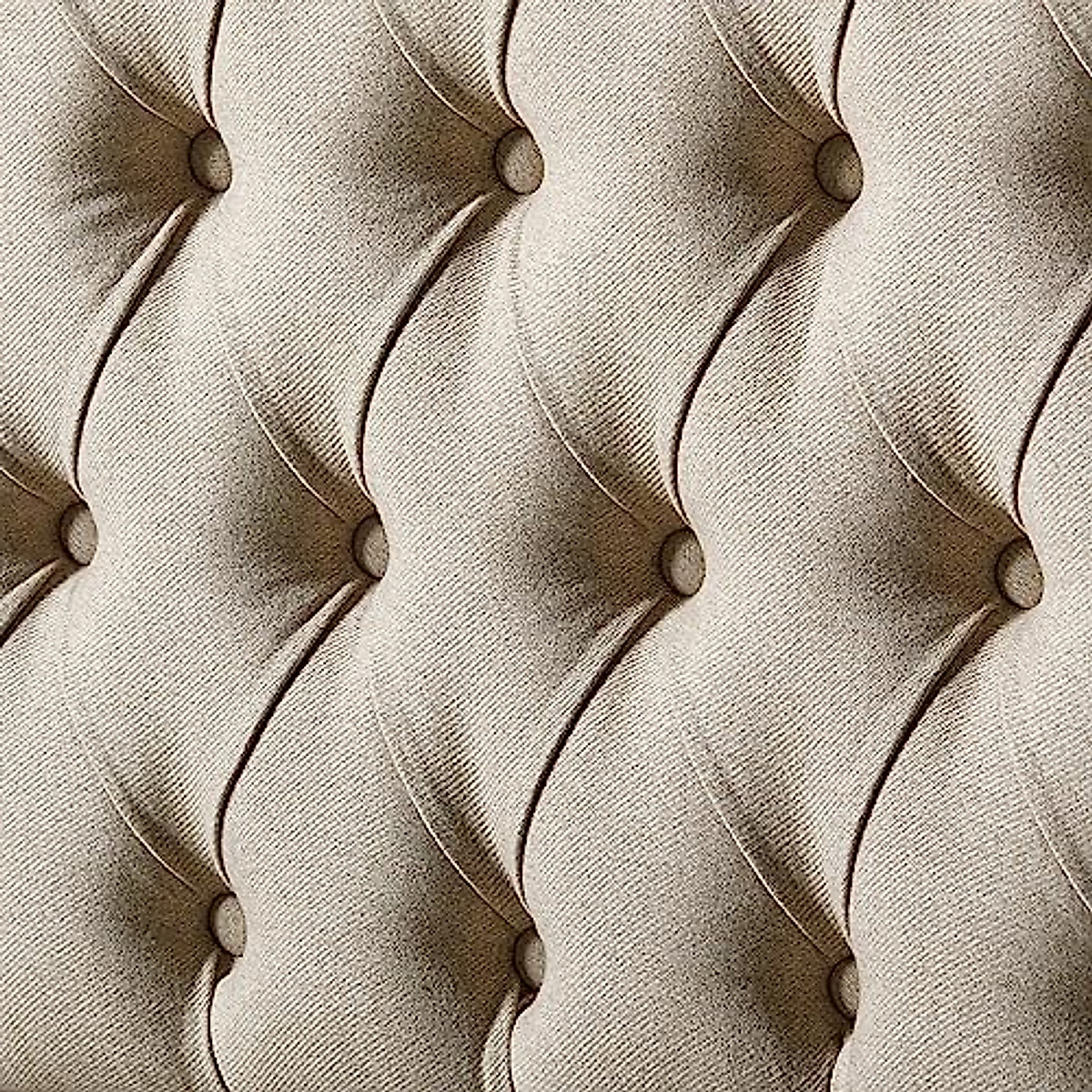 AMERLIFE Solid Wood Bed Frame Queen Size, Transitional Platform Bed with 52.5" Upholstered Tufted Headboard, Rubberwood/Roman Column Accents/Wood Slat Support/No Box Spring Needed