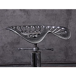 Lisuden Industrial Tractor Seat Barstools Farmhouse Cast Iron Adjustable Counter Height Stools Swivel Kitchen Saddle Bar Stools Set of 2 Metal Black Brush Silver Dining Chair 24"-30"