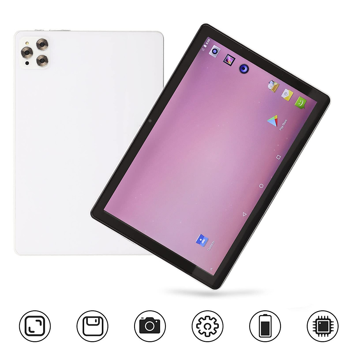 10in Tablet for Android11, 2.4G 5G WiFi Kids Mini Tablet, Dual SIM Card 4G Phone Calling, 8GB RAM 128GB ROM, 8000mAh Battery, 5MP 8MP Camera, Octa Core CPU (White)