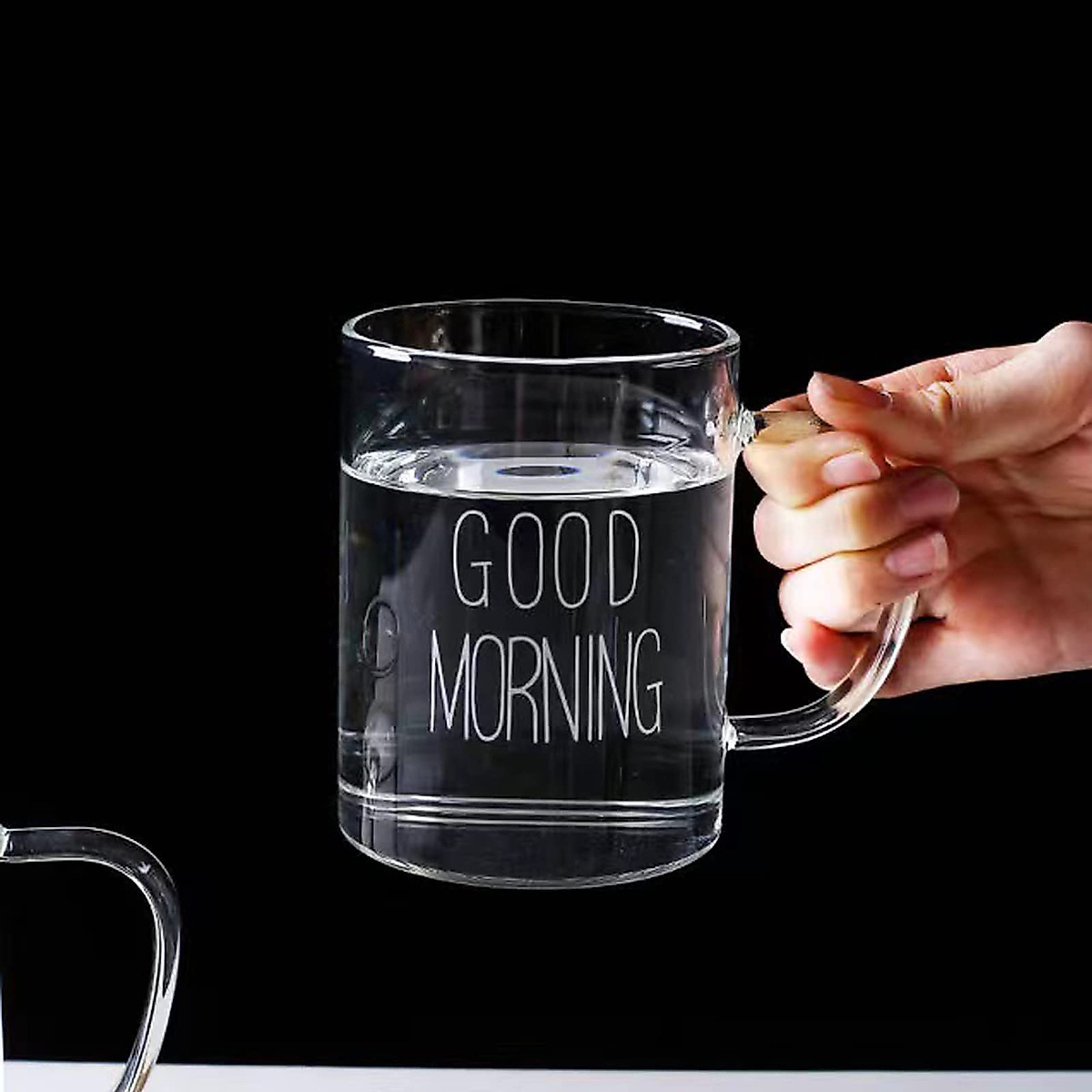 HOMEYES 460 ML 15.5 OZ Good Morning Clear Glass Cup For Coffee/Beer/Milk/Tea/Water