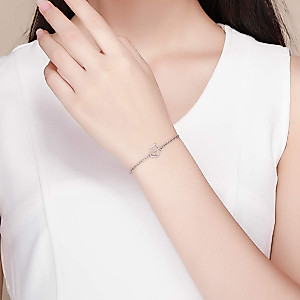 RUKYF 925 Sterling Silver Cat Charm Bracelets for Women Adjustable Cats Love Charm Bracelet Cute Cat Gifts for Cat Lovers