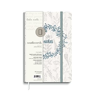 Southworth Premium Journal, 5.5”x 8.25”, Rustic Greenery, Premium 28lb/105gsm Paper, Medium Book Bound Journal, 1 Ribbon Placeholder, 64 Ruled Sheets/128 Ruled Pages (91266)