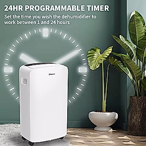 Shinco 40 Pints Dehumidifier for Home and Basements, 2000 Sq.Ft Dehumidifier with Drain Hose, Auto or Manual Drainage, Auto Defrost, Quietly Remove Moisture, Intelligent Humidity Control, 24HR Timer