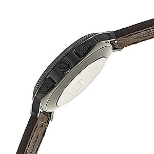 Fossil Men's 45mm Machine Stainless Steel and Leather Hybrid Smart Watch, Color: Black, Brown (Model: FTW1163)