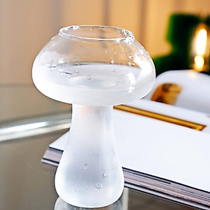 Mushroom Glass Cup, Set of 2, 8.5Oz, Wine Glass, Juice Glasses Cocktail Mug, Crystal, For Cold or Hot drinks, For Parties, Wedding, BBQ, Gifts