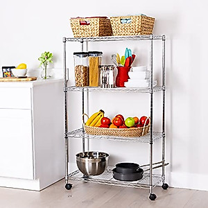 Seville Classics Solid Steel Wire Shelving Storage Unit Adjustable Shelves Organizer Rack, for Home, Kitchen, Office, Garage, Bedroom, Closet, Steel, 4-Tier, 30" W x 14" D