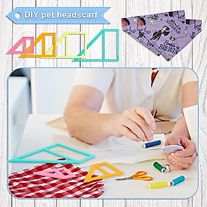 OLYCRAFT 9 Pcs Pet Bandana Sewing Template Set: Arch & Trapezoid Rulers - Acrylic Quilting Templates for DIY Craft Dog Bib Patterns