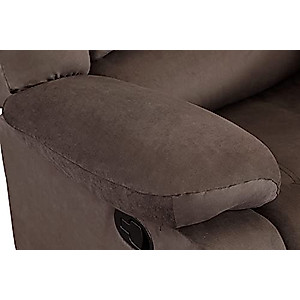 Blackjack Furniture Winthrop 60" Modern Manual Reclining Loveseat, Soft Microfiber Upholstery, Extra Padded Back, Lumbar Support & Smooth Reclining Mechanism, Space-Saving Recliner, Loveseat, Brown