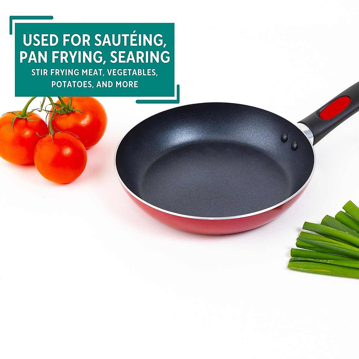 Mirro A79602 Get A Grip Aluminum Nonstick Fry Pan Cookware, 8-Inch, Red -