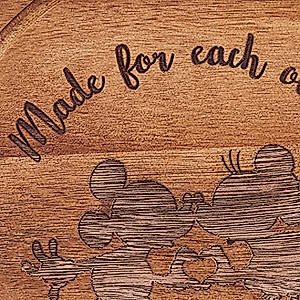 TOSCANA - a Picnic Time brand Disney Brie Cheese Knife Charcuterie Board Set, Mickey & Minnie Mouse - Acacia Wood