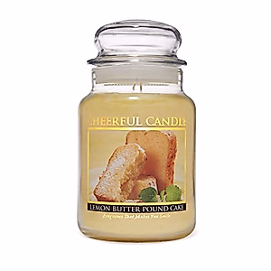 A Cheerful Giver - Lemon Butter Pound Cake Scented Glass Jar Candle (24 oz) with Lid & True to Life Fragrance Made in USA