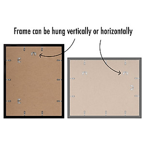 Americanflat 16x20 Picture Frame with Polished Plexiglass - Set of 2 - Use as 11x14 Frame with Mat or 16x20 Frame Without Mat - Galleria Collection - Photo Frames for Wall Display - Black