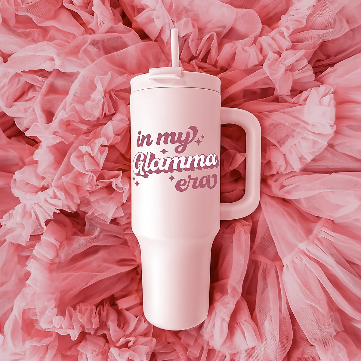 VIOLET & GALE Glamma Gifts For Grandma - Retro Collection - 40oz Insulated Tumbler with Handle, First Time Grandmother Gift, Glam ma Mug, In My Era Cup Water Bottle