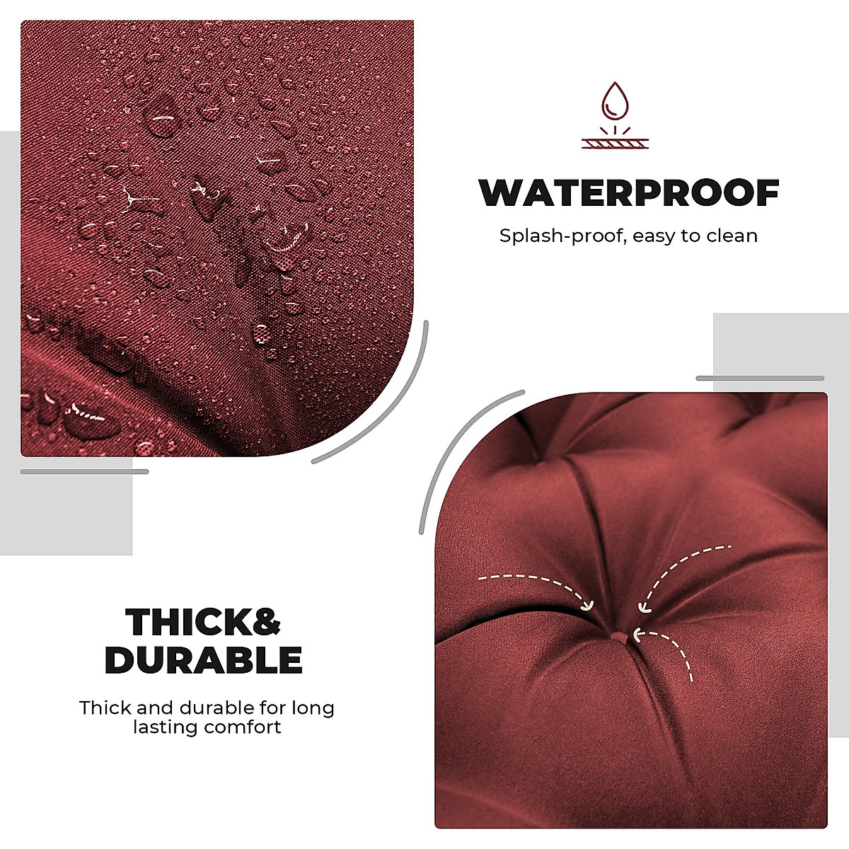 DANGHOOGY Porch Swing Cushions Waterproof Outdoor Swing Cushion 2-3 Seater Thickened 5 Inches Patio Swing Replacement Cushion for Outdoor Furniture 60×40" with Backresk (Red)