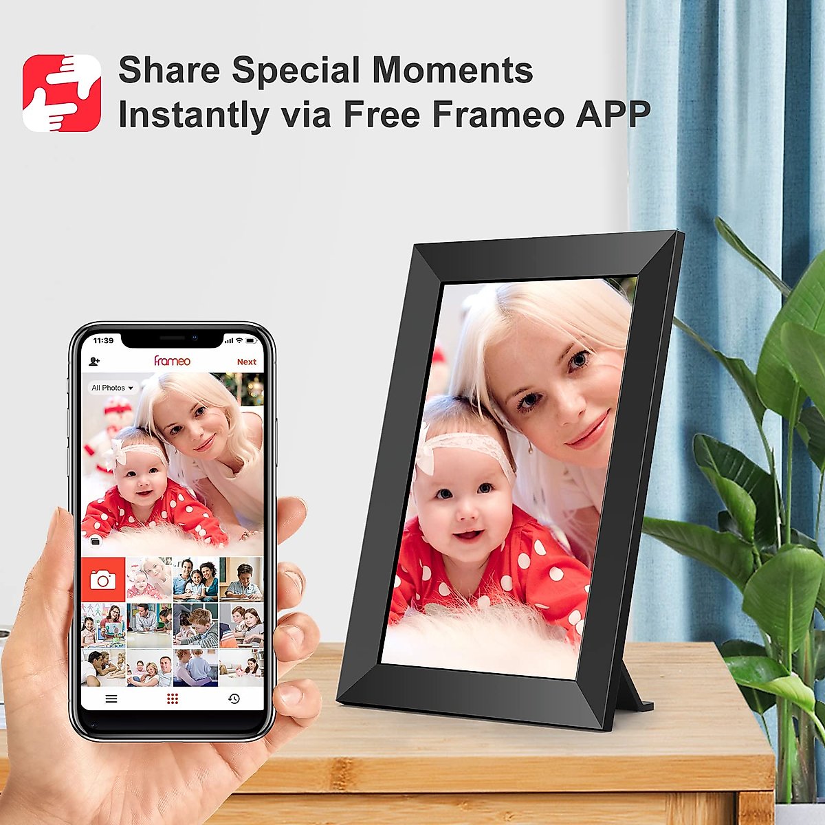 Frameo Digital Frame WiFi,MARVUE Digital Photo Frame 10.1 inch 1280x800 IPS Touch Screen HD Display, 16GB Storage Auto-Rotate,Easy to Share Photo/Video