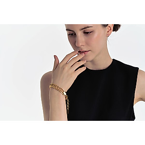 GANALUX 18K Gold Plated Bracelet for Women, Elegance Design Link Chain Jewelry Made in Korea (Lace)