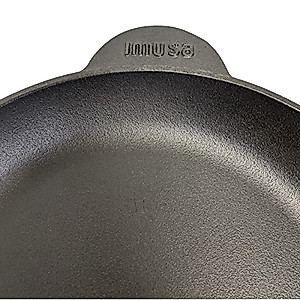 IMUSA USA 12" Cast Iron Skillet with Helper Handle for Indoor & Outdoor