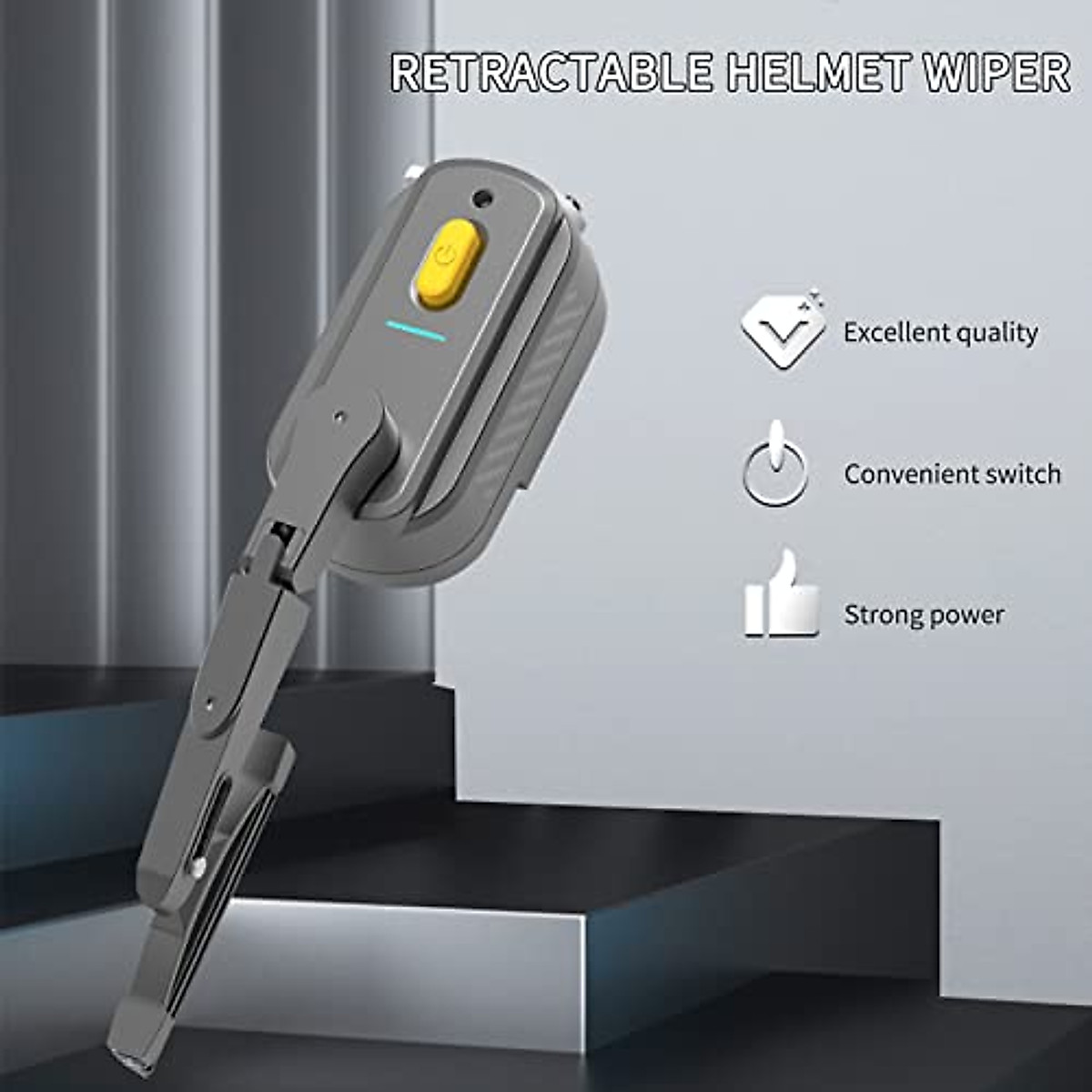 Shkalacar Motorcycle Helmet Windshield Wiper Rechargeable Waterproof Helmet Wiper Compatible with Most Visor