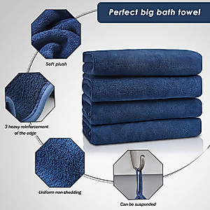 GraceAier Ultra Soft Bath Towels 4 Pack (28" x 56") - Quick Drying - - Microfiber Coral Velvet Highly Absorbent Towel for Bath Fitness, Bathroom, Sports, Yoga, Travel