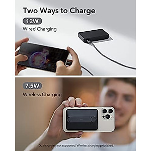 ESR MagSafe Battery Pack (HaloLock), 5,000mAh MagSafe Power Bank with USB-C Cable, Mini Kickstand Magnetic Wireless Power Bank for iPhone 14/13/12 Series, MagSafe Portable Charger, Black