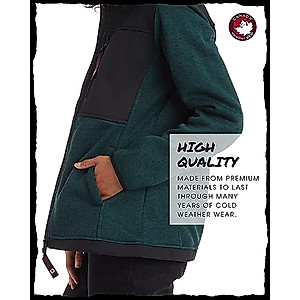 CANADA WEATHER GEAR Women’s Jacket – Lightweight Sweater Fleece Sweatshirt Jacket (S-XL), Size Large, Ponderosa Green