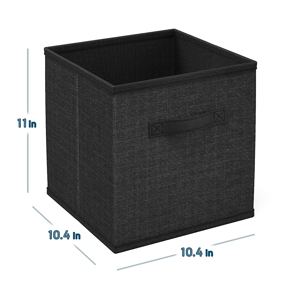 Cube Storage Bins, Foldable 6 Cube Storage Organizer Bins, Fabric Storage Cubes, Storage Basket with Handles, Black Closet Storage Bins, 11-Inch Cube Storage Bins for Bedroom, Playroom and More