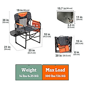 SUNNYFEEL Oversized Camping Directors Chair, Portable Folding Lawn Chairs for Adults Heavy Duty with Side Table,Pocket for Beach, Fishing,Picnic,Concert Outdoor, Foldable Camp Chairs