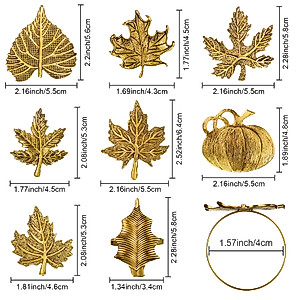 Patelai 8 Pieces Thanksgiving Napkin Ring Set Including Halloween Pumpkin Napkin Holders Fall Leaf Napkin Rings Vintage Alloy Napkin Holder Buckle Thanksgiving Holiday Halloween Wedding Supplies