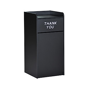 EMMA + OLIVER Sean Laminate Wood Tray-Top Trash Receptacle in Black