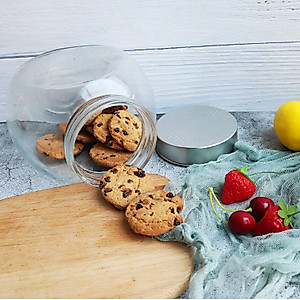 57oz Accguan Glass Candy Jar Cookie Jar With Metal Airtight Lid for Snacks, Dry Food, Jelly and Daily Food Storage, Set of 4