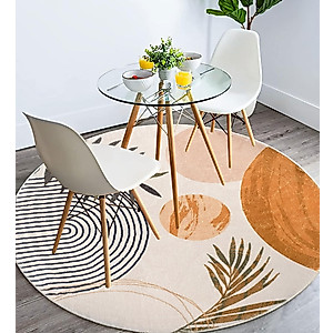 Boho Round Rug 3Ft Washable Round Bathroom Rug Non-Slip Circle Rug Soft Rugs Sunset Rainbow Round Carpet for Bedroom Entryway Sofa Living Room