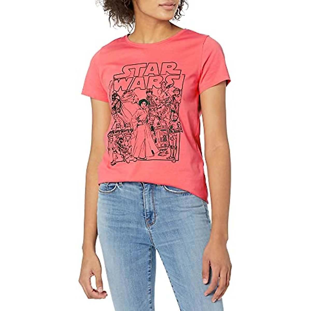 Amazon Essentials Disney | Marvel Princess Women's Short-Sleeve Crew-Neck T-Shirts (Available in Plus Size), Pack of 2, Star Wars Force, 4X