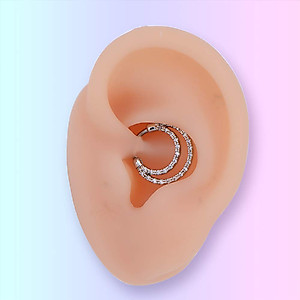 OUFER 16G Daith Septum Rings Unique Design Clear CZ Paved 316L Stainless Steel Daith Helix Earrings Septum Piercing Jewelry