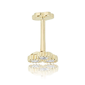 AVORA 14K Yellow Gold Simulated Diamond CZ Triangle Cartilage Piercing Flat Back Earring Body Jewelry (18 Gauge)