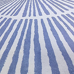 Lacomfy Modern Abstract Rug 5.2Ft Round Contemporary Area Rug Bedroom Rug Living Room Carpet Floor Rug Nonskid Soft Sherpa Rug for Dorm Dressing Room Decor Circle Play Mat for Kids, Blue