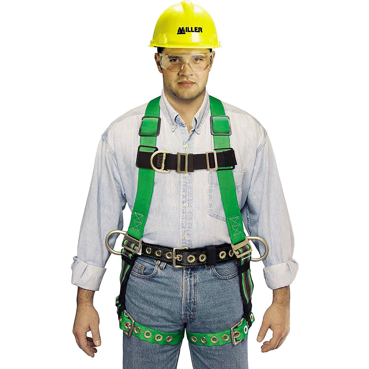 Honeywell Miller by Honeywell P950FD-77/UGN DuraFlex Python Full-Body Harnesses with Removable Waist Belt and Front/Side D-Rings, Universal, Green