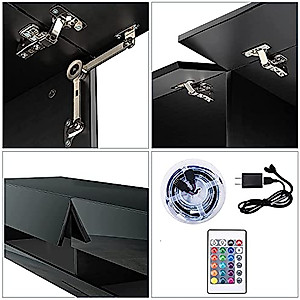Floating TV Stand for TVs Up to 85 inch, 70 inch Wall Mounted Haning TV Stand with LED Lights, High Glossy Floating Entertainment Centre Hanging Media Console Shelf, Modern Under TV Floating TV Shelf