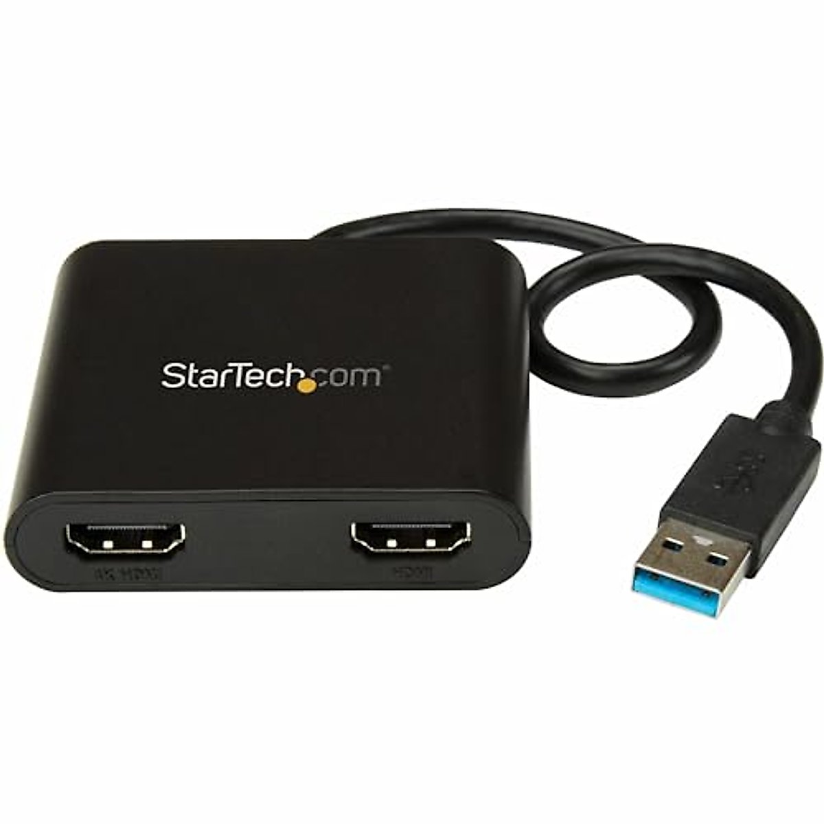 StarTech.com USB 3.0 to Dual HDMI Adapter - 1x 4K 30Hz & 1x 1080p - External Video & Graphics Card - USB Type-A to HDMI Dual Monitor Display Adapter - Supports Windows Only - Black (USB32HD2)