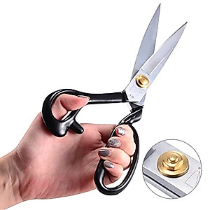 Left-Handed Sewing Fabric Scissors, 10 Inch Dressmaking Tailor's Shears-Electroplated Finishing High Carbon Steel Scissors for Crafting, Tailoring, Leather-Cutting(Thread Cutter INCL)