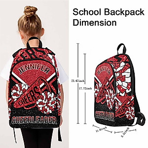 MyPupSocks Personalized Waterproof Elementary Backpack Personalized School Bags Cheerleaders for Teens with Name Text Customize School Bag Backpack