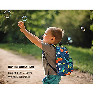 Zicac Children's Cute Canvas Backpacks Toddler Backpack (M, Blue Dinosaur)