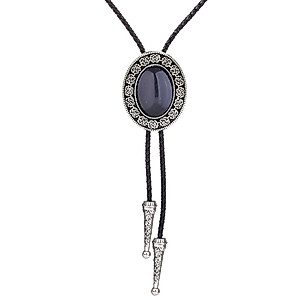 Chericom Store Bolo Tie Vintage Style Alloy Fashion Bolo Tie Bow Tie for Mens (Black Onyx), Medium