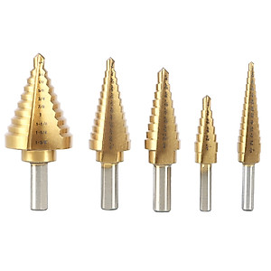 waltyotur Titanium Step Drill Bit Set with Automatic Center Punch 1/8 to 1-3/8 inch for DIYers 50 Sizes 6 Pieces