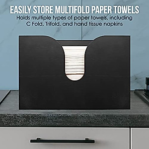 Bamboo Paper Towel Dispenser, Paper Towel Holder Wall Mount & Countertop for Kitchen and Restroom Decor - Holds Multifold Paper Towel, C Fold, Trifold Hand Tissue Napkins.